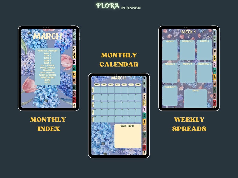 Flora Planner 2026 Monday Start | Weekly Digital Planner | Floral Theme ...
