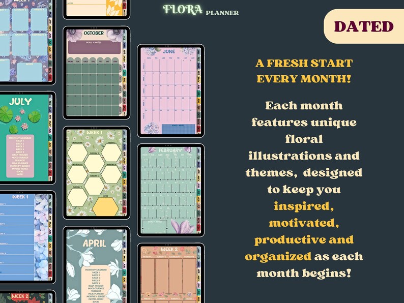 Flora Planner 2026 Monday Start | Weekly Digital Planner | Floral Theme ...