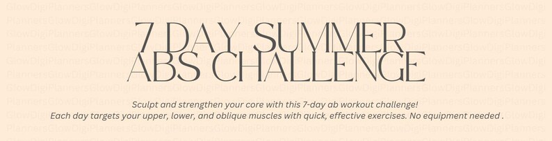 7 Day Ab Workout Challenge | Printable Core Workout Plan | No Equipment ...