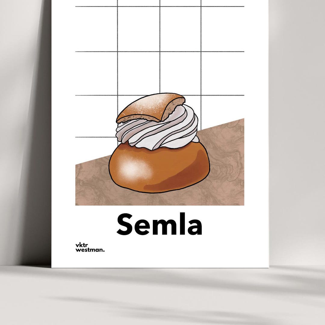 Semla Poster Swedish Fika Wall Art Minimalist Digital Print - Etsy