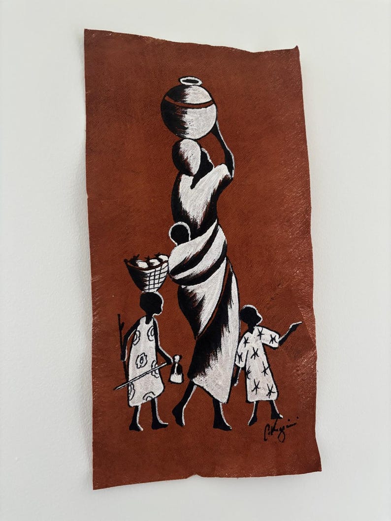 African Bark Cloth Hand Painted Wall Art - Etsy