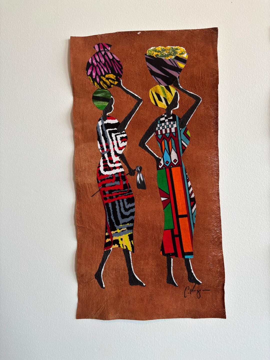 African Bark Cloth Hand Painted Wall Art - Etsy