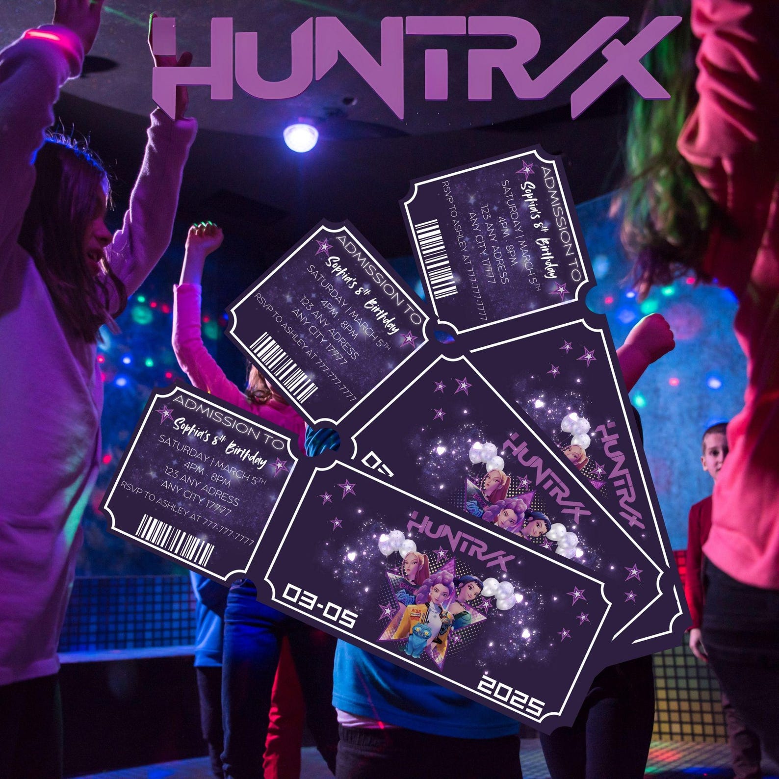 Editable Invitation/kpop Demon Hunter Birthday/huntrix Concert Ticket ...