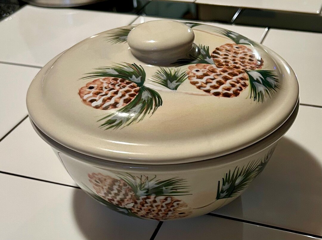 Kaldun & Bogle Rare Stoneware Holiday Pine Cone Covered Vintage ...