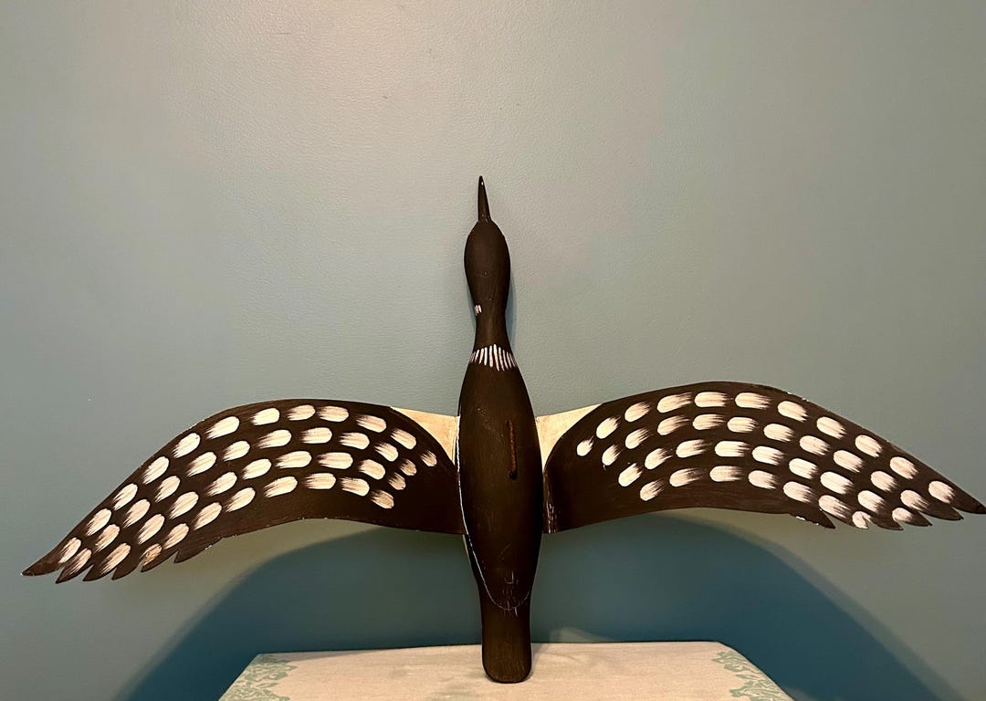 Vintage Loon Decoy Mobile Native New England Wood and Metal - Etsy