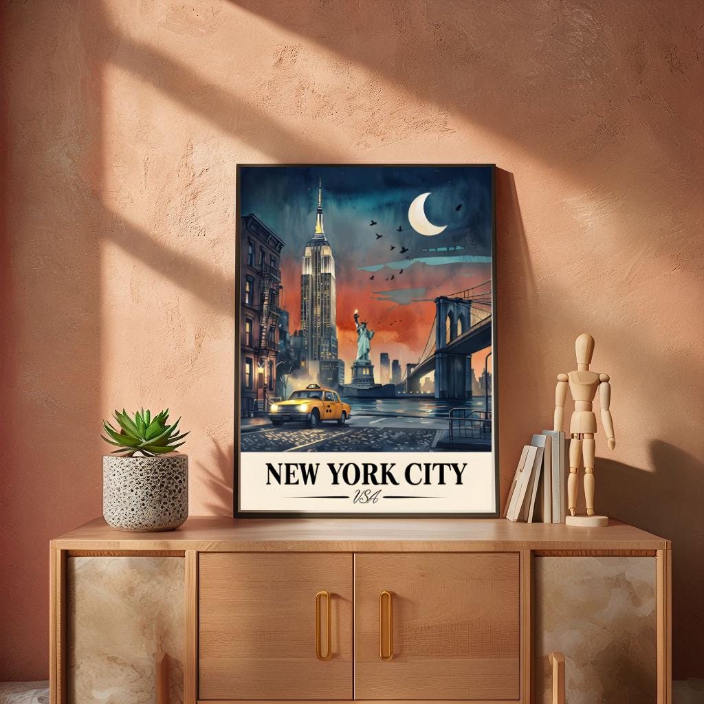 New York City Watercolor Rolled Posters - United States, Statue of ...