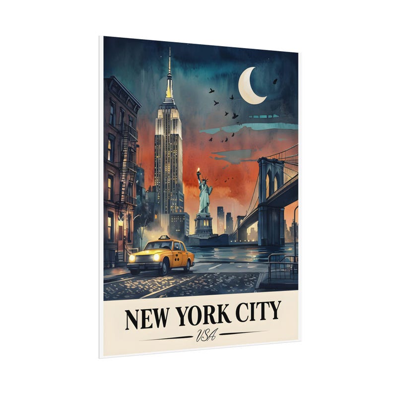 New York City Watercolor Rolled Posters - United States, Statue of ...