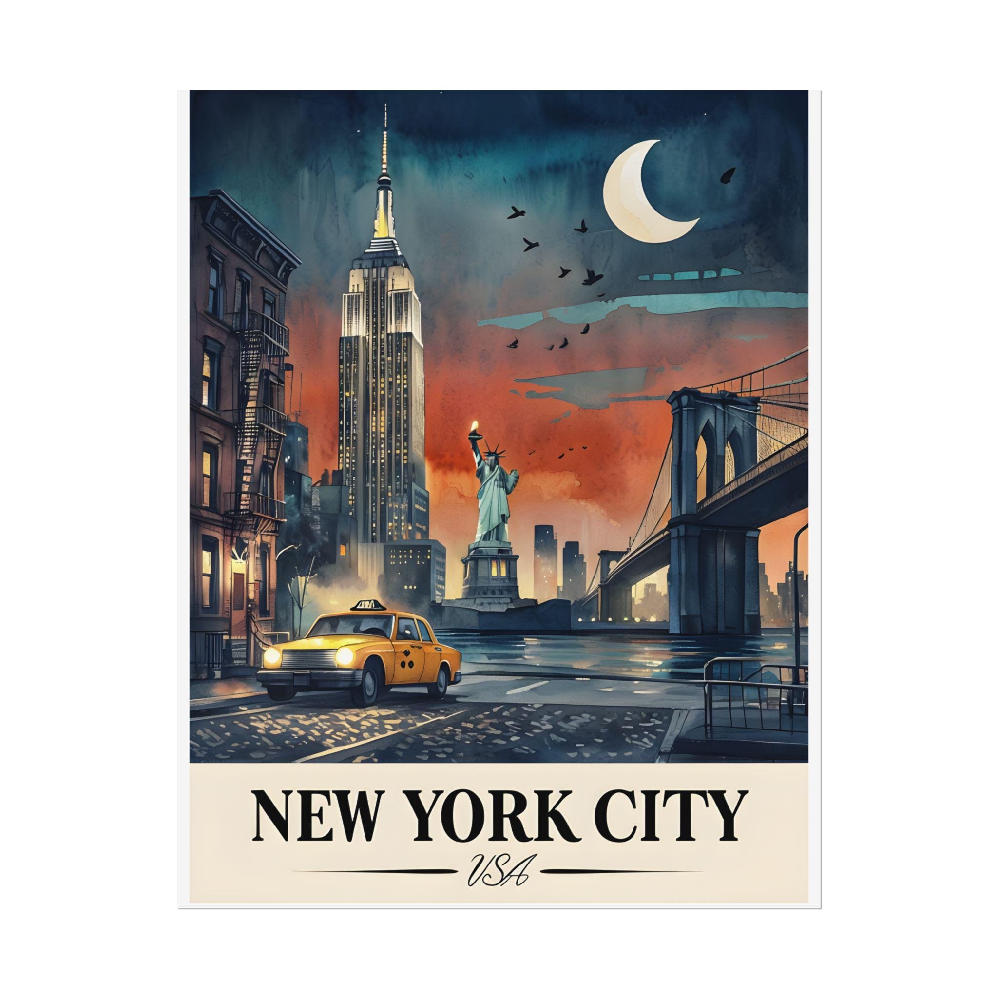 New York City Watercolor Rolled Posters - United States, Statue of ...