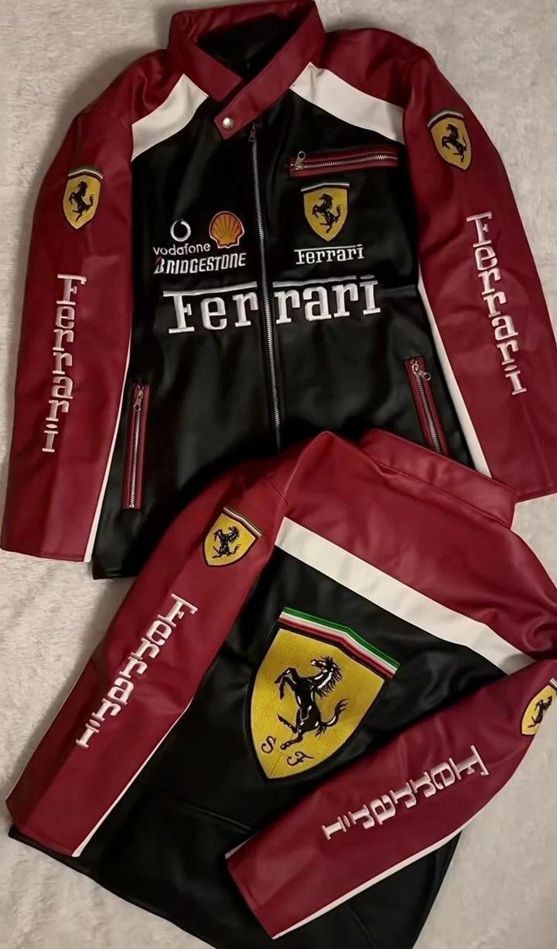 Formula Black Leather Jacket Racing Jacket 100% Genuine Sheep Leather ...