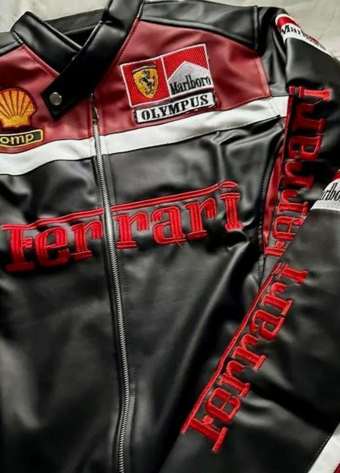Formula Black Leather Jacket Racing Jacket 100% Genuine Sheep Leather ...