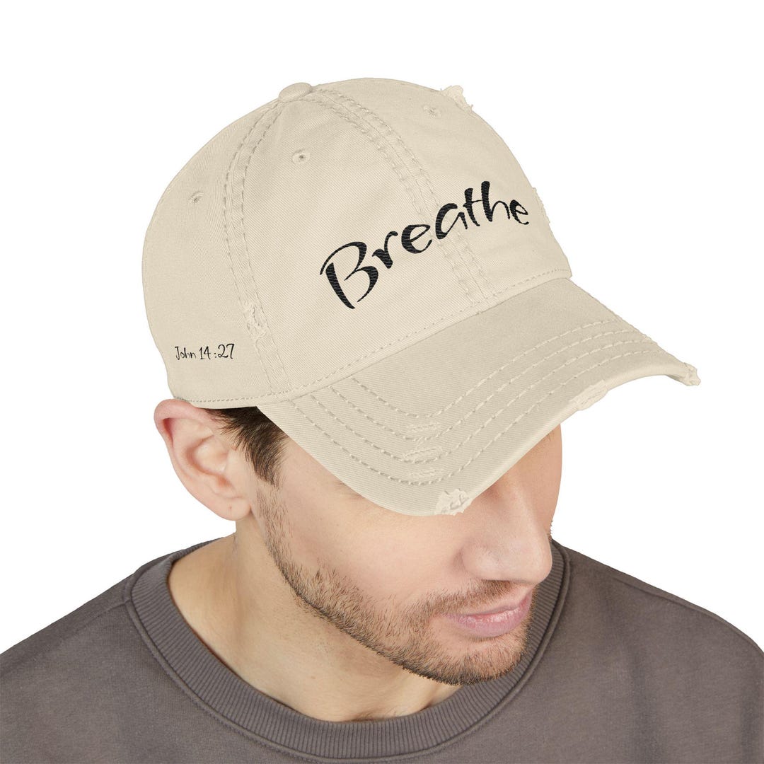 Breathe Embroidery Scripture Inspired Hat | Distressed Baseball Cap - Etsy