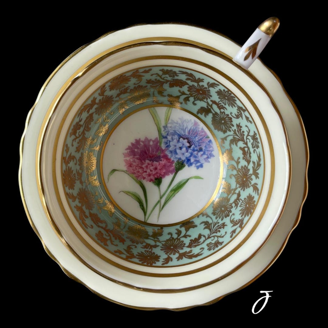 Paragon Hydrangea Bouquet Green Round Teacup and Saucer - Etsy