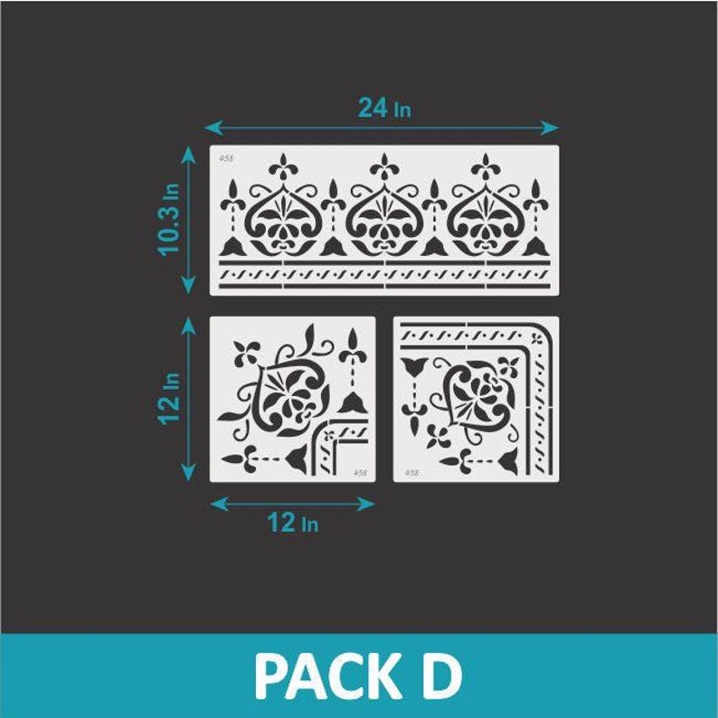 Quirk- Indian Inlay Border Stencils Set- Reusable Plastic Stencils for ...
