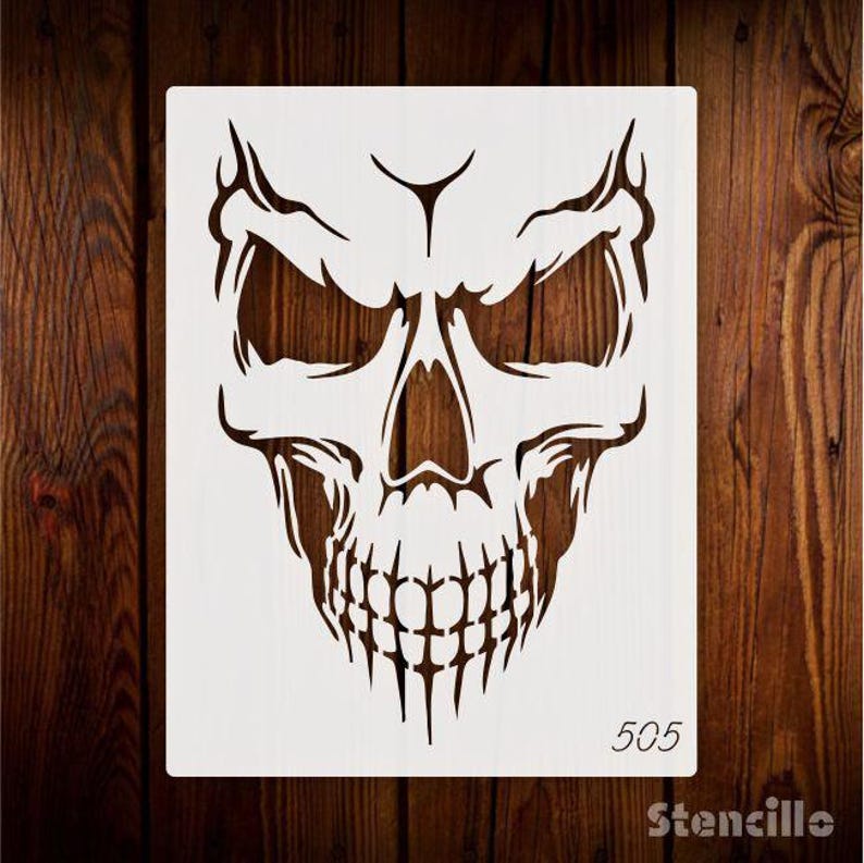 Evil Skull Stencil: Reusable Plastic for Painting & Embossing - Etsy