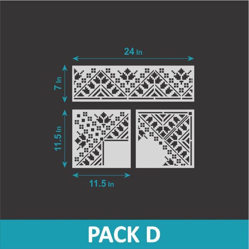 Verve- Indian Inlay Border Stencils Set- Reusable Plastic Stencils for ...