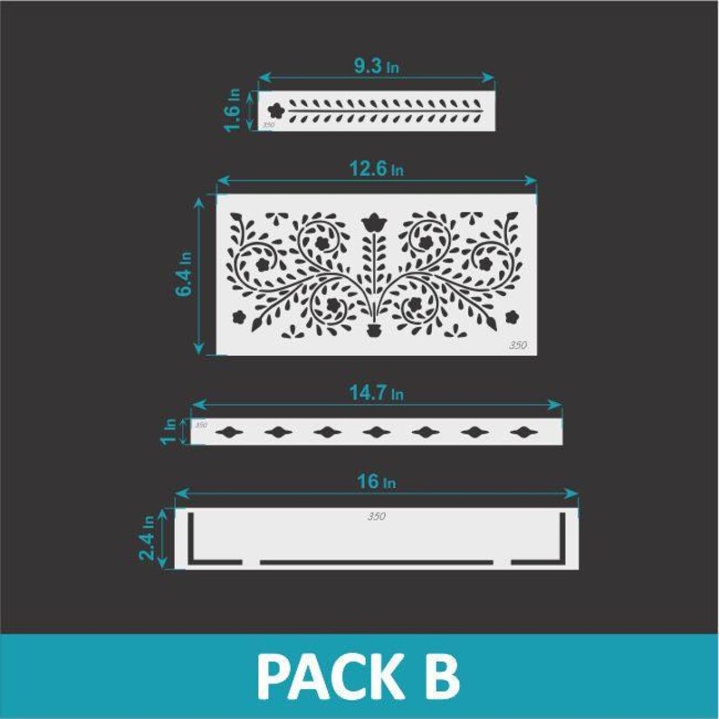 Pixel - Indian Inlay Furniture Stencils Set- Reusable Plastic Stencils ...