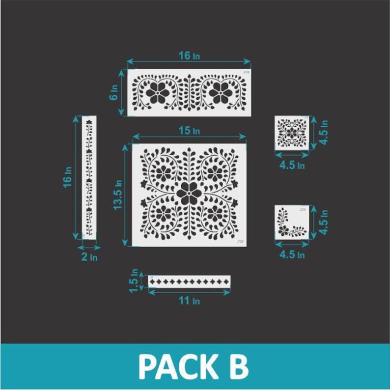 Pique - Indian Inlay Furniture Stencils Set- Reusable Plastic Stencils ...