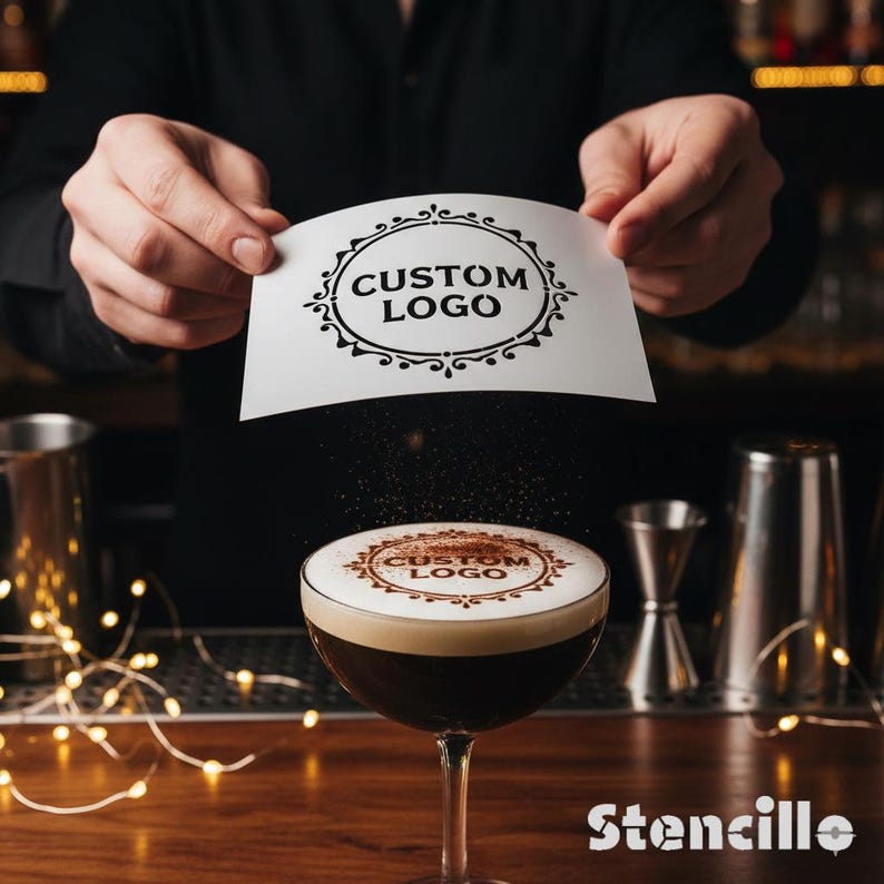 Custom Cocktail & Espresso Martini Stencils, Barista Stencils From Logo ...