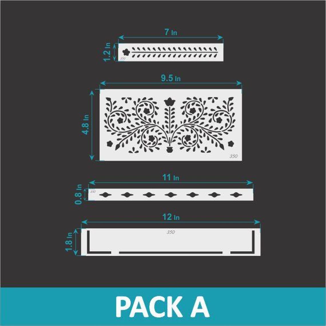 Pixel - Indian Inlay Furniture Stencils Set- Reusable Plastic Stencils ...