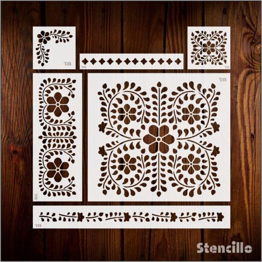 Pique - Indian Inlay Furniture Stencils Set- Reusable Plastic Stencils ...