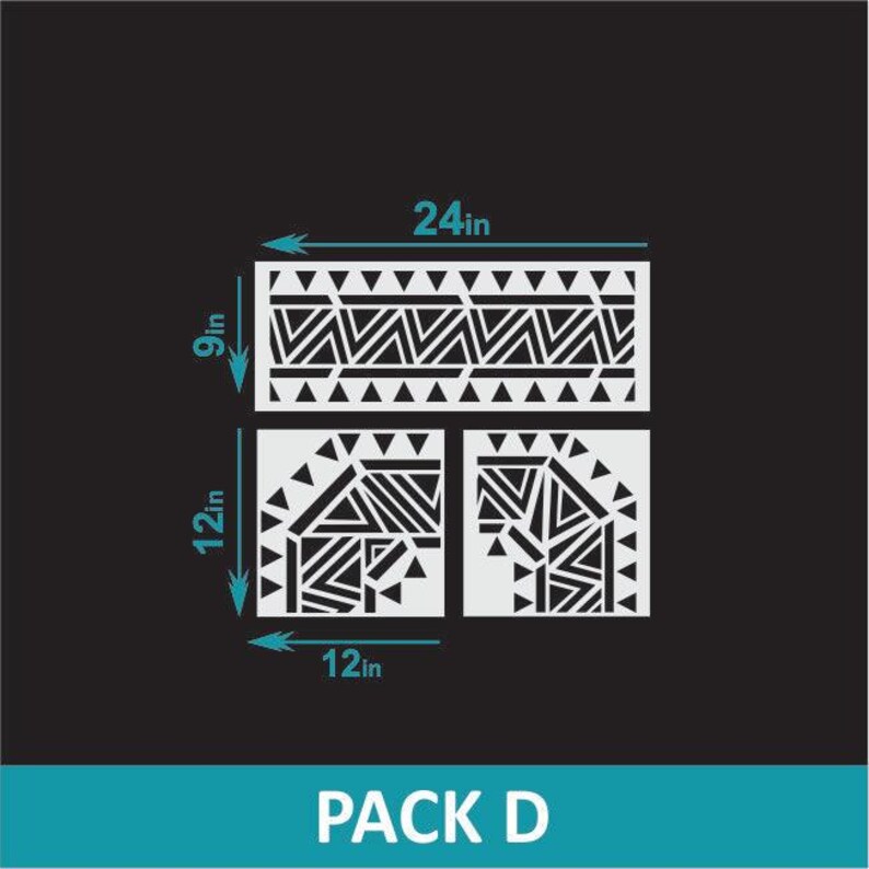 Drape- Indian Inlay Border Stencils Set- Reusable Plastic Stencils for ...