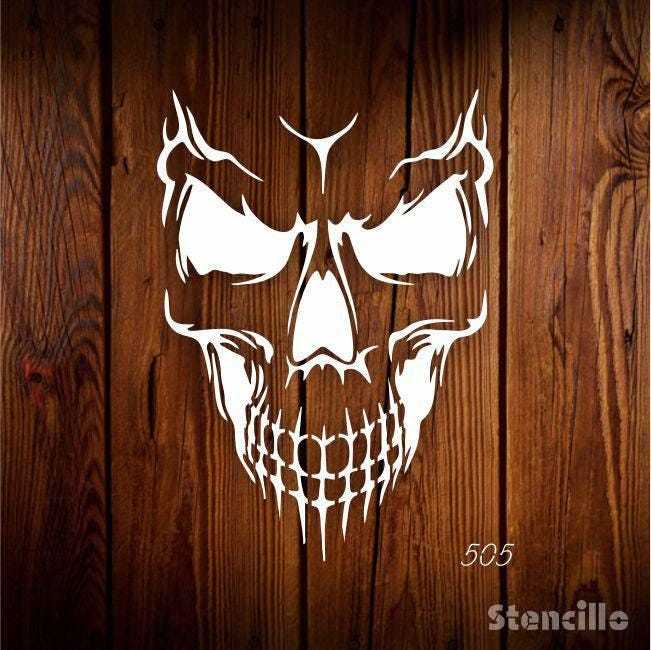 Evil Skull Stencil: Reusable Plastic for Painting & Embossing - Etsy