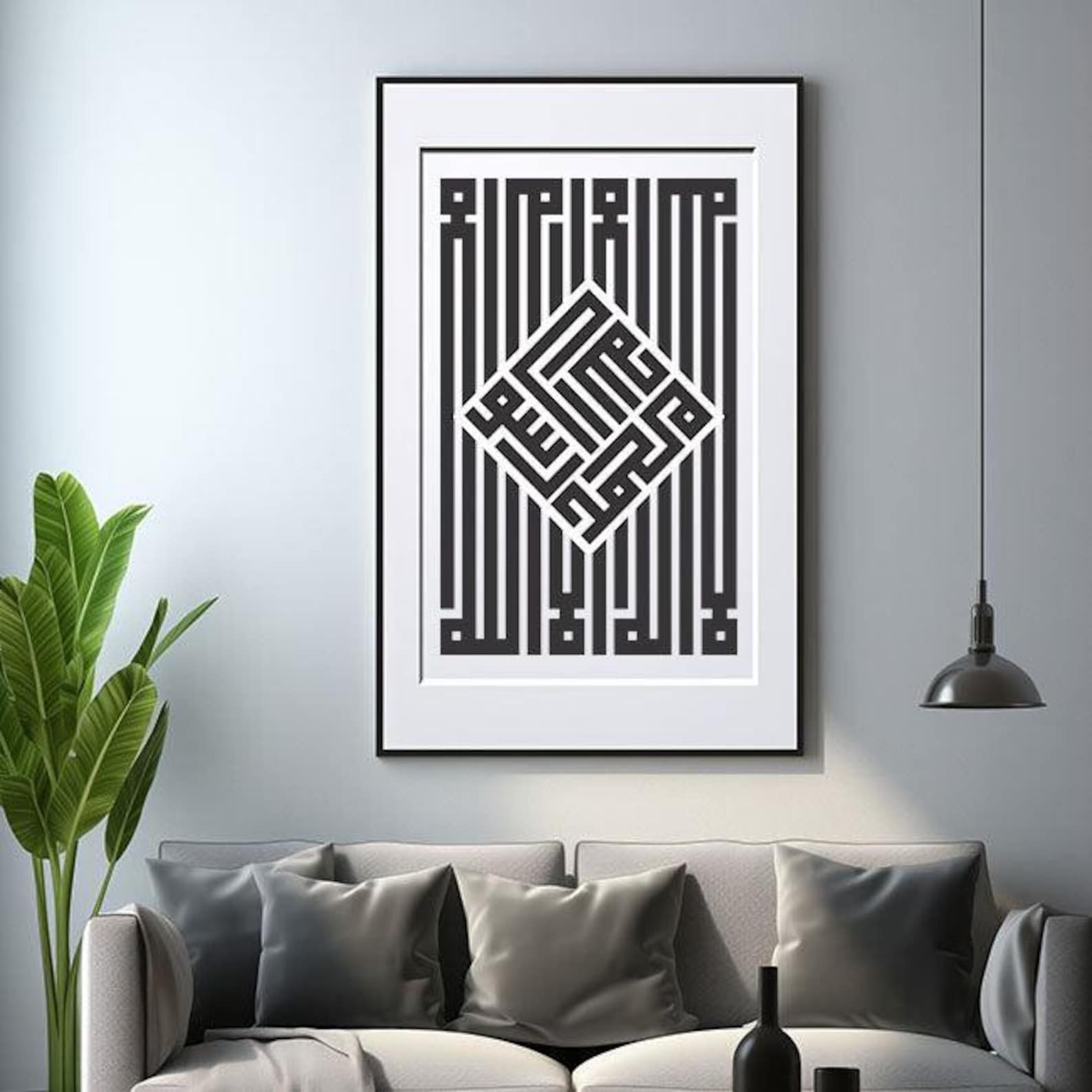 Kufic Kalma Arabic Calligraphy Custom Stencil , Islamic Art for Canvas ...
