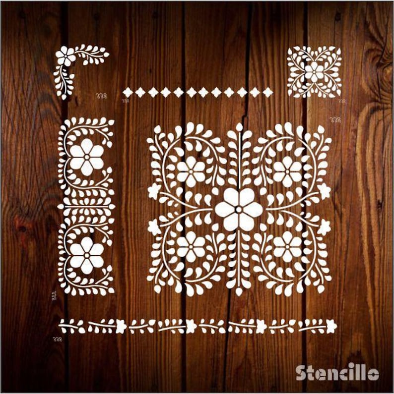 Pique - Indian Inlay Furniture Stencils Set- Reusable Plastic Stencils ...