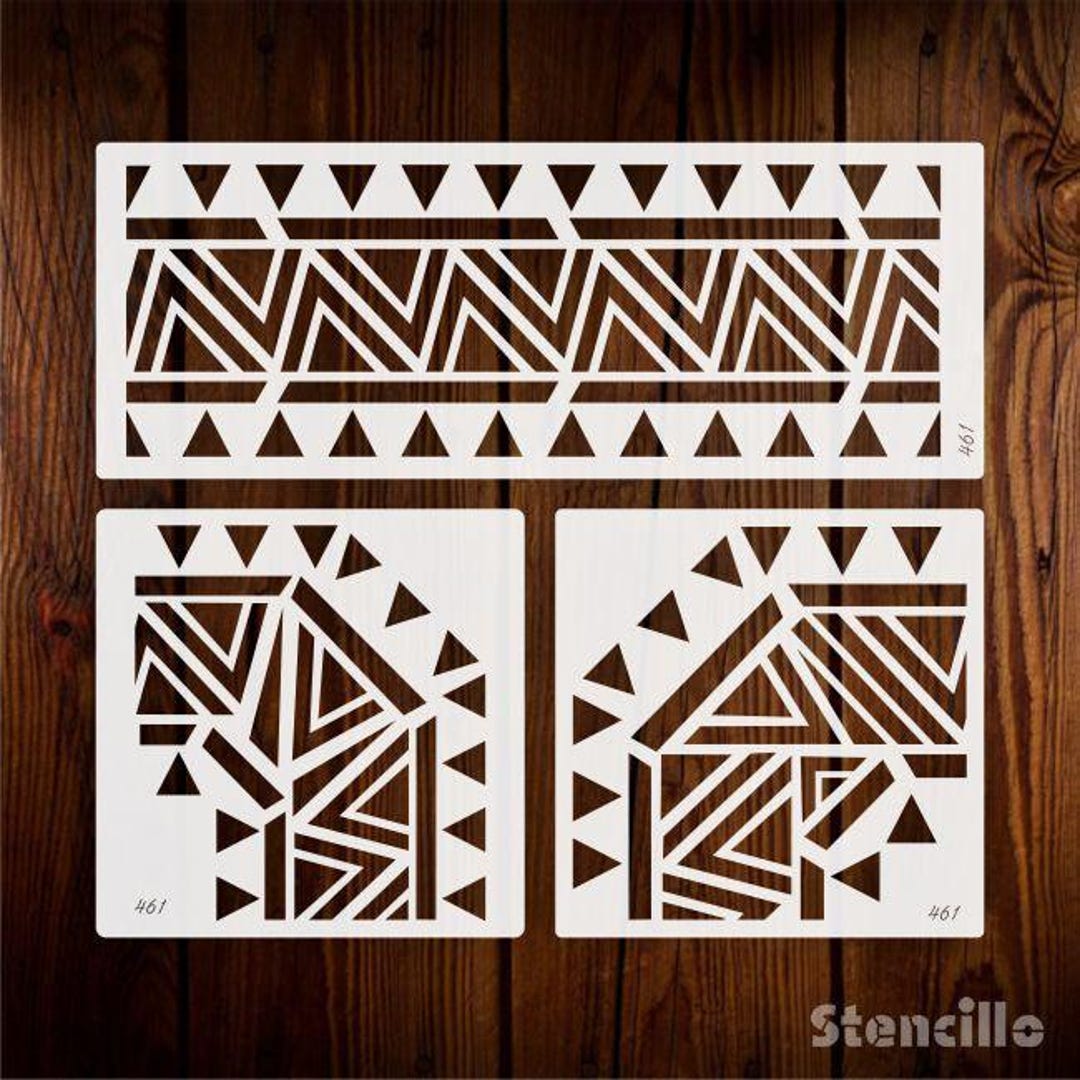 Drape- Indian Inlay Border Stencils Set- Reusable Plastic Stencils for ...