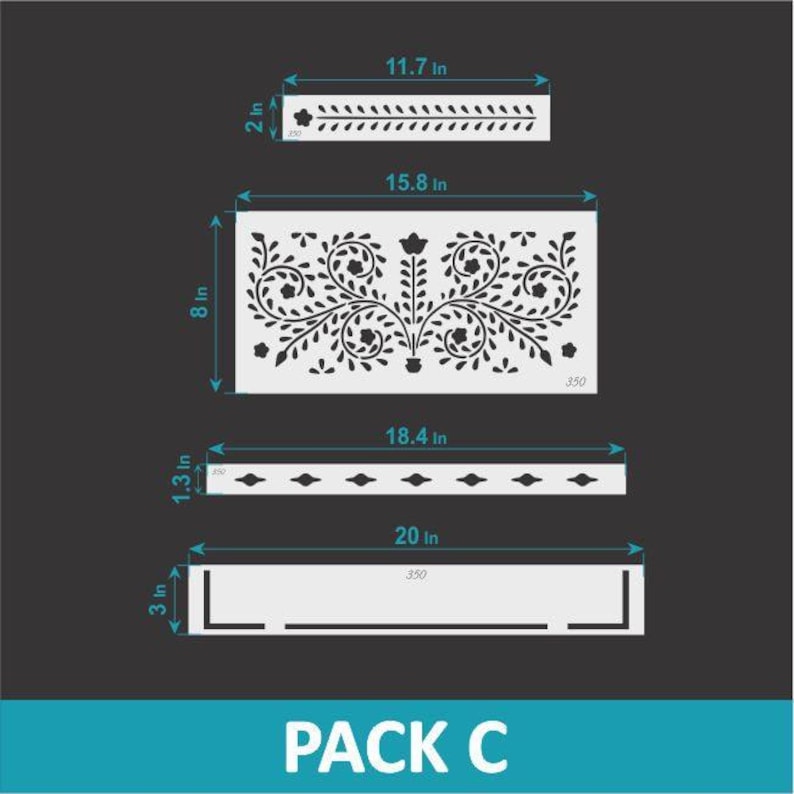 Pixel - Indian Inlay Furniture Stencils Set- Reusable Plastic Stencils ...