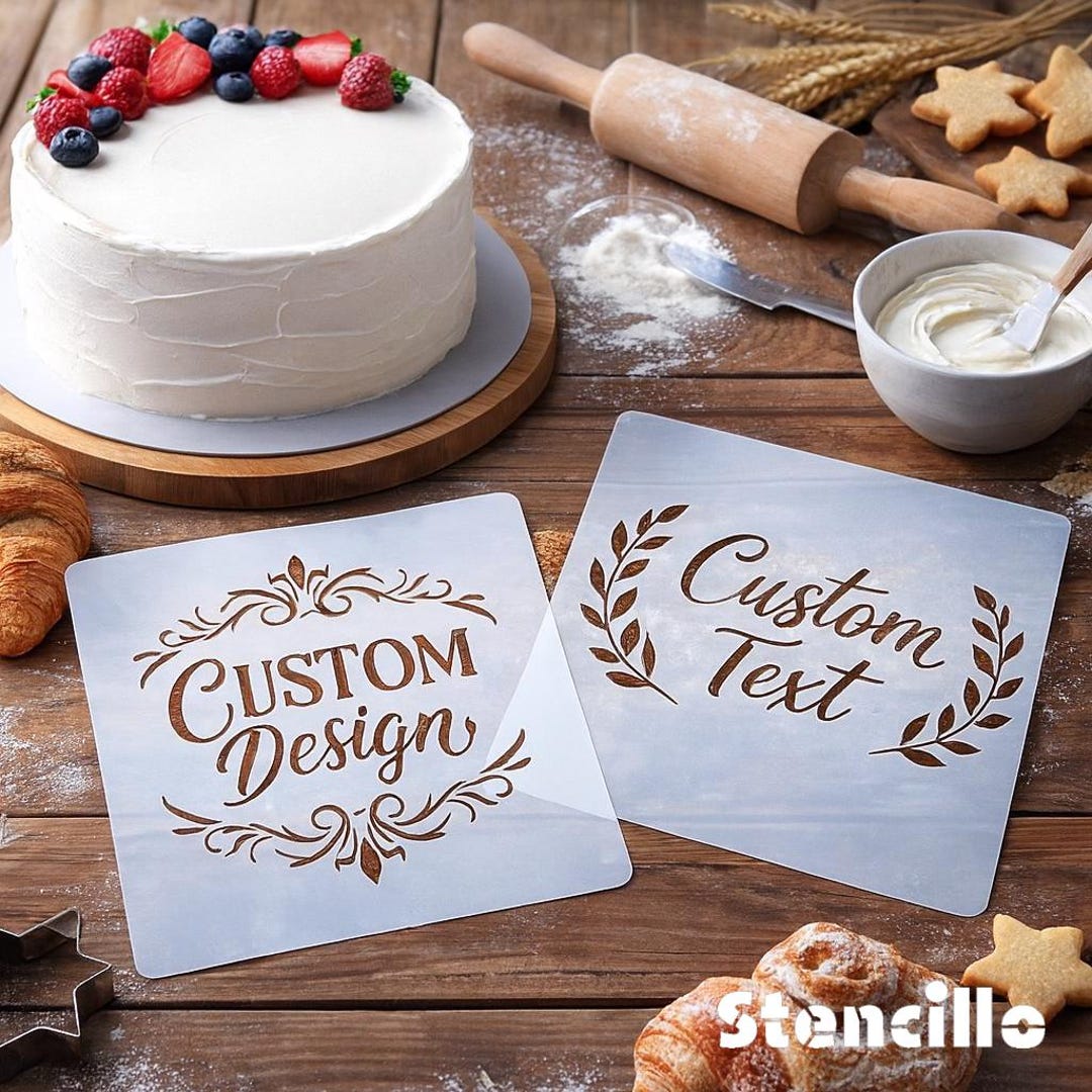 Custom Cake Decorating Stencils, Baking Stencils, Text & Image Stencils ...