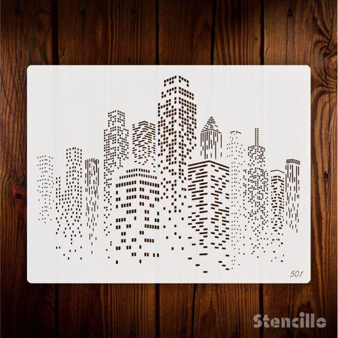 Cityscape Reusable Skyscraper Stencil for Walls and Canvas - Etsy