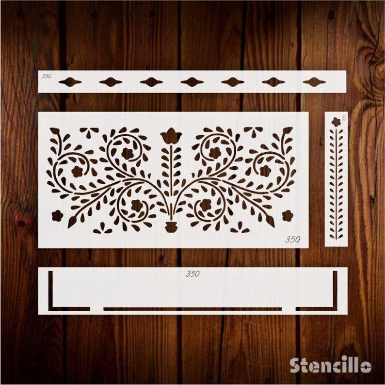 Pixel - Indian Inlay Furniture Stencils Set- Reusable Plastic Stencils ...