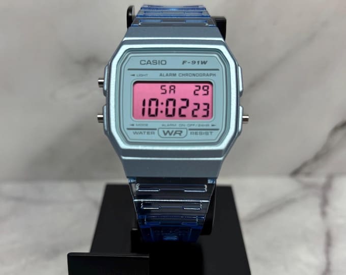 Custom Casio F-91W Negative Display and Metal Band Mod With Custom Case ...