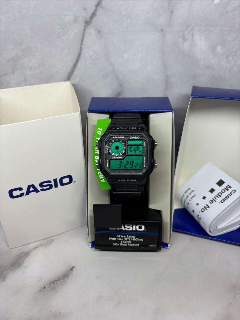 Custom Black Casio AE1200WH Green Screen Mod - Etsy