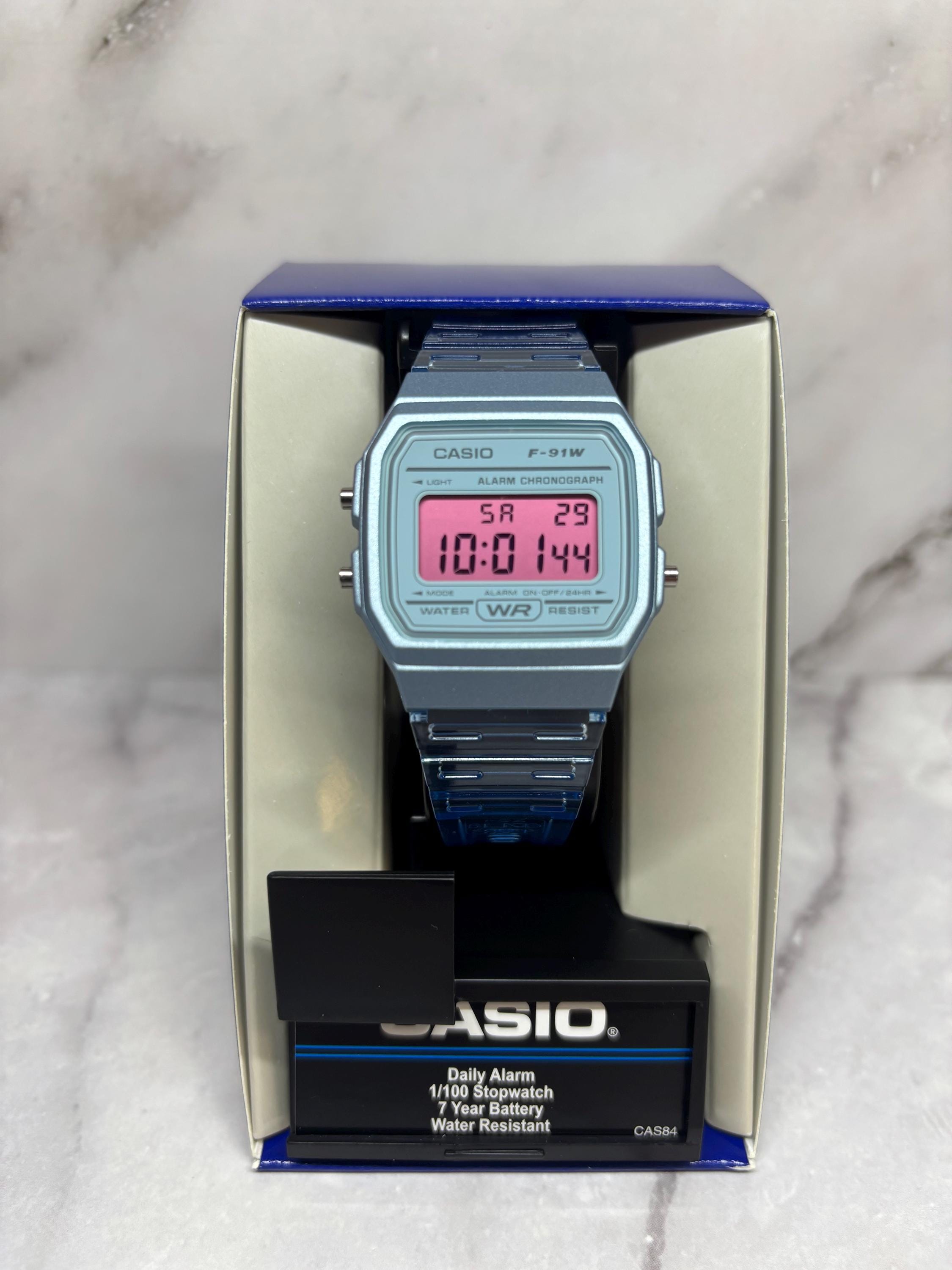 Custom Blue Casio F91W Pink Screen Mod - Etsy