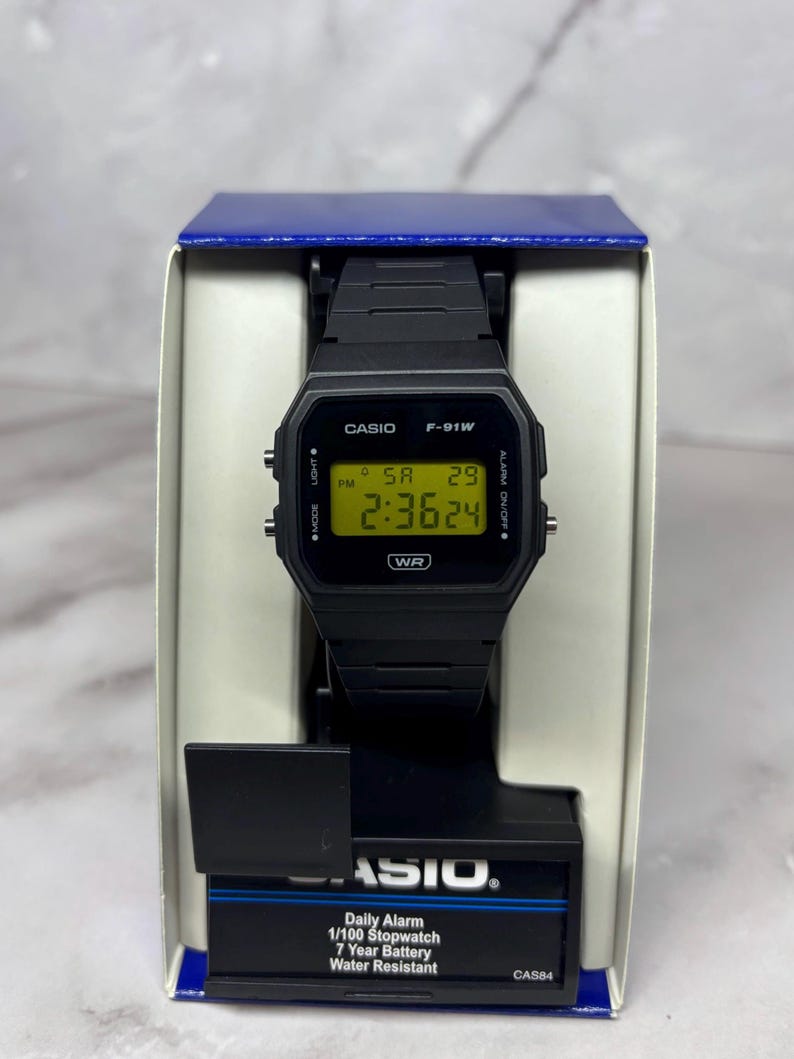 Custom Black Casio F91W Yellow Screen Mod - Etsy