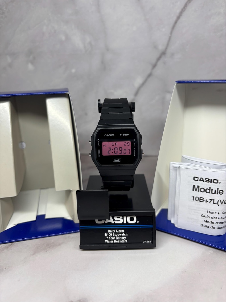 Custom Black Casio F91W Pink Screen Mod - Etsy