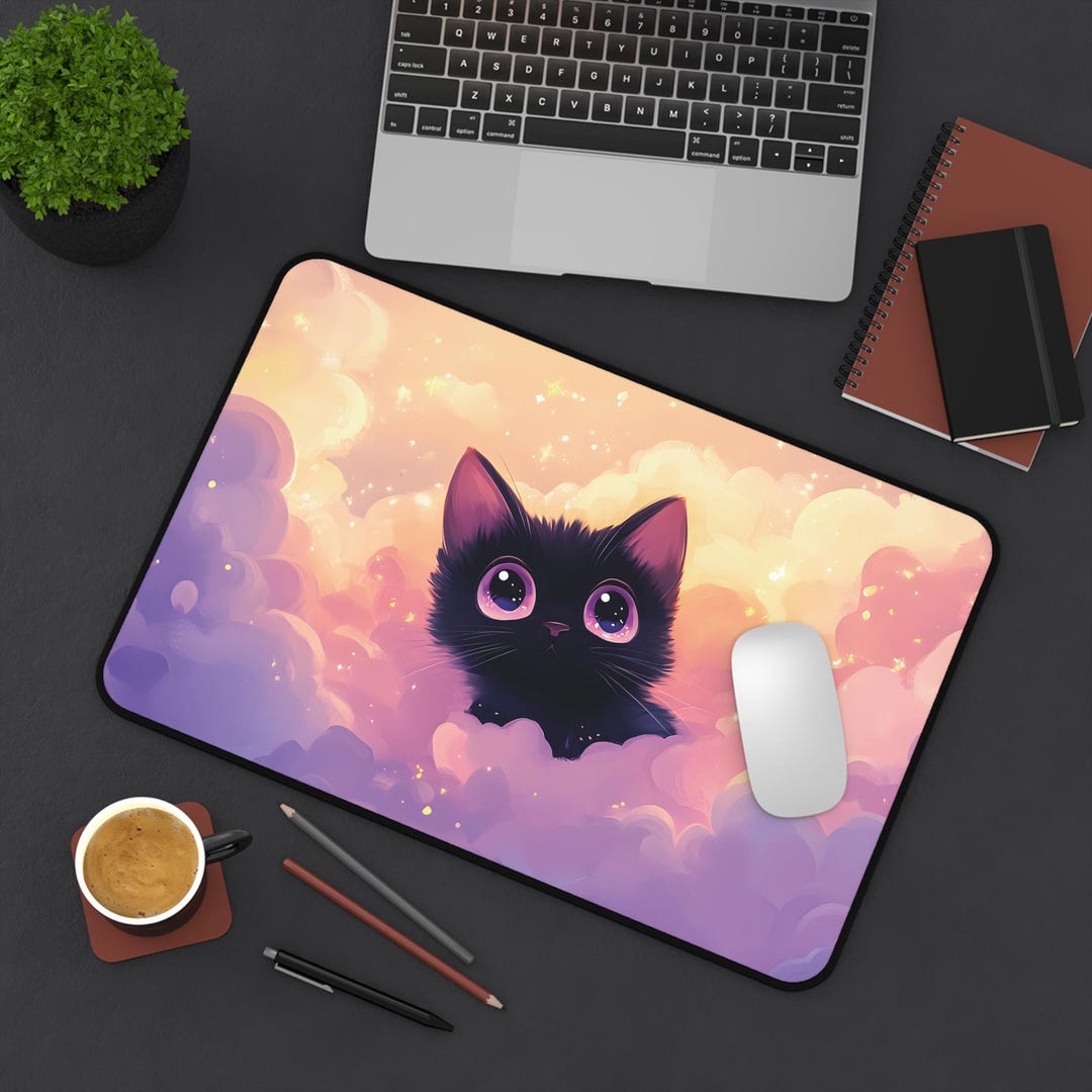 Kawaii Desk Mat Cute Kitty Mouse Pad Cat E-girl Laptop Mat Gaming ...