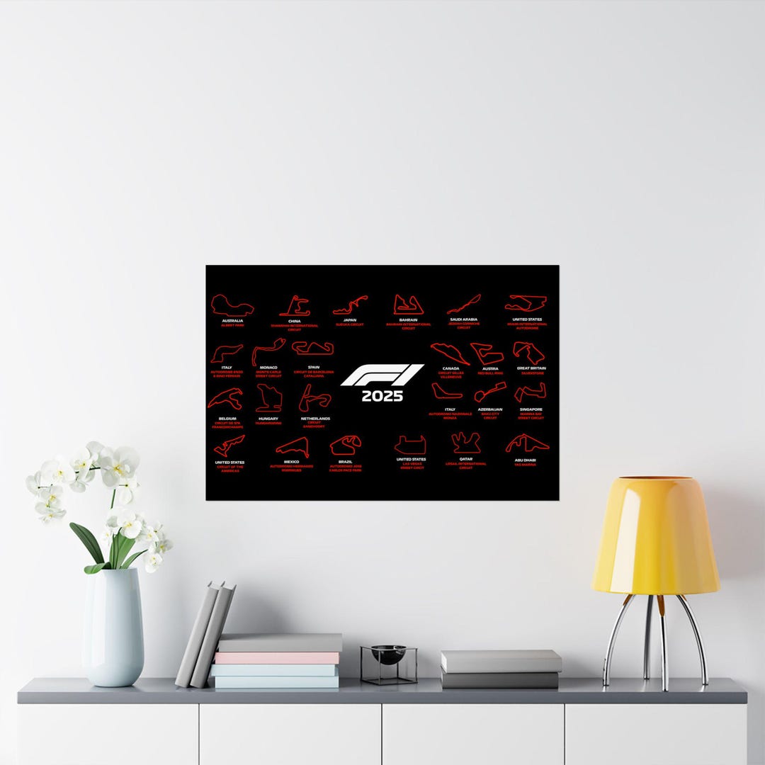 Matte Horizontal Posters, Formula 1 2025 Race Calendar, Wall Art, Wall ...