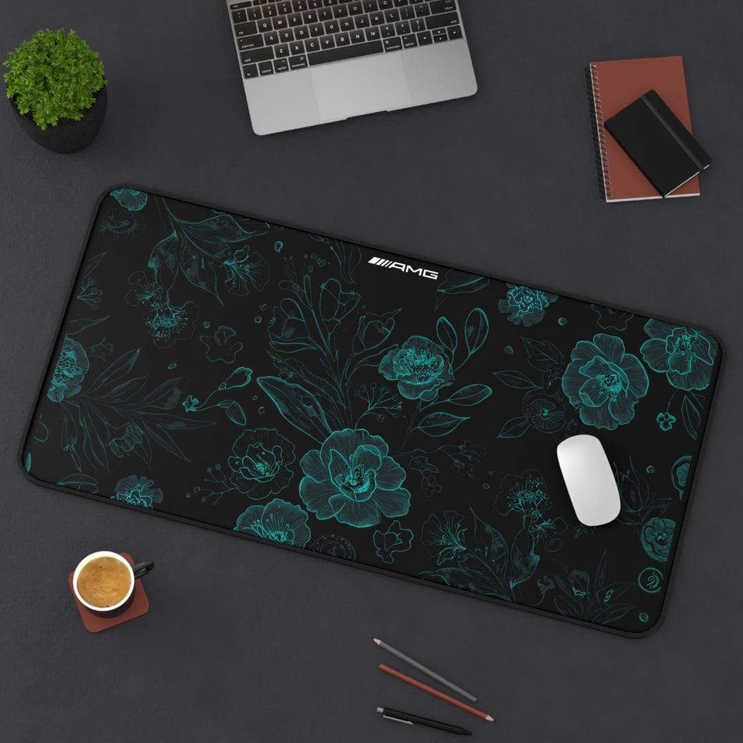 Desk Mat, Mercedes Benz F1 Team AMG Floral Design, George Russel Kimi ...
