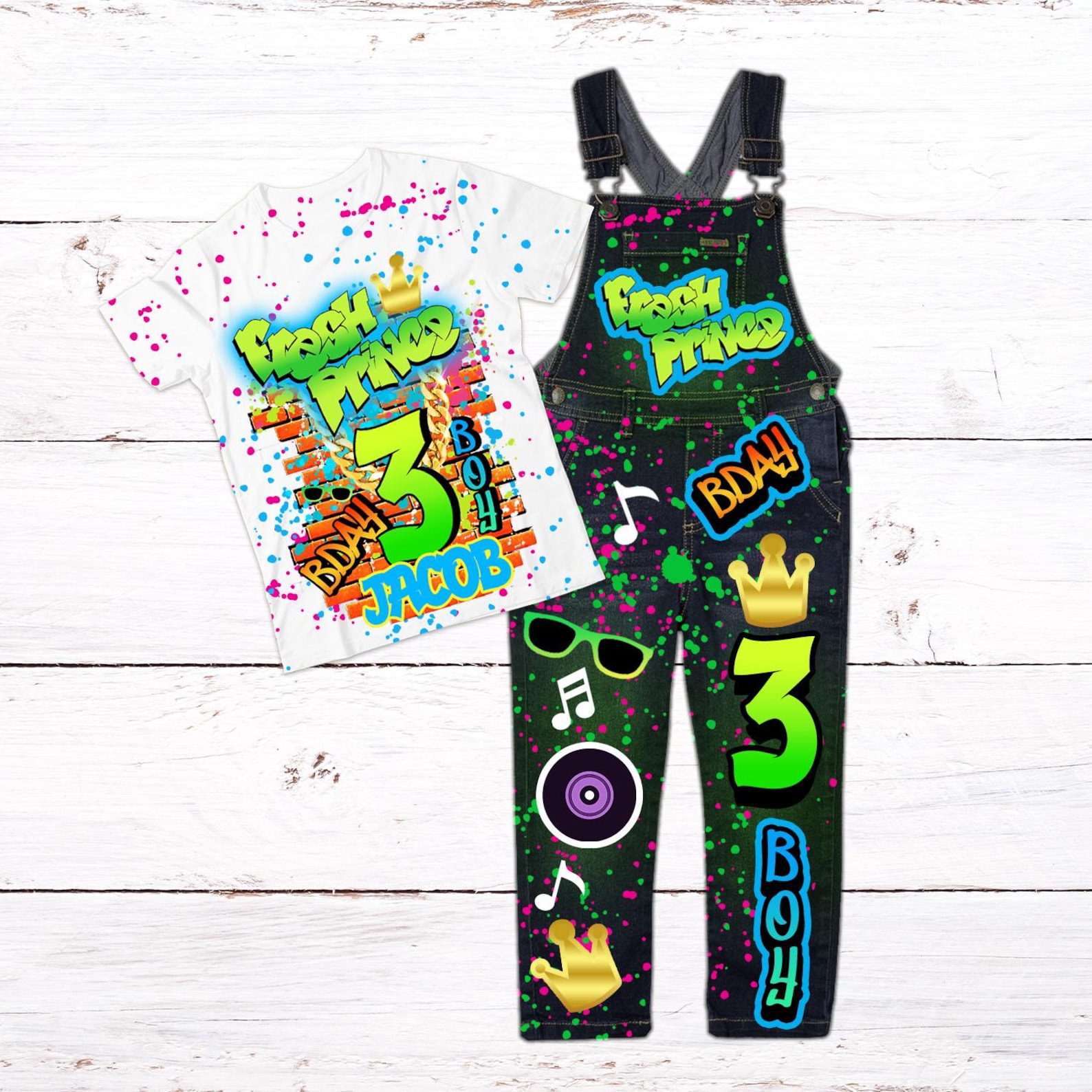 Fresh Kids Custom Characters Any Theme Denim Jean Birthday Outfit ...