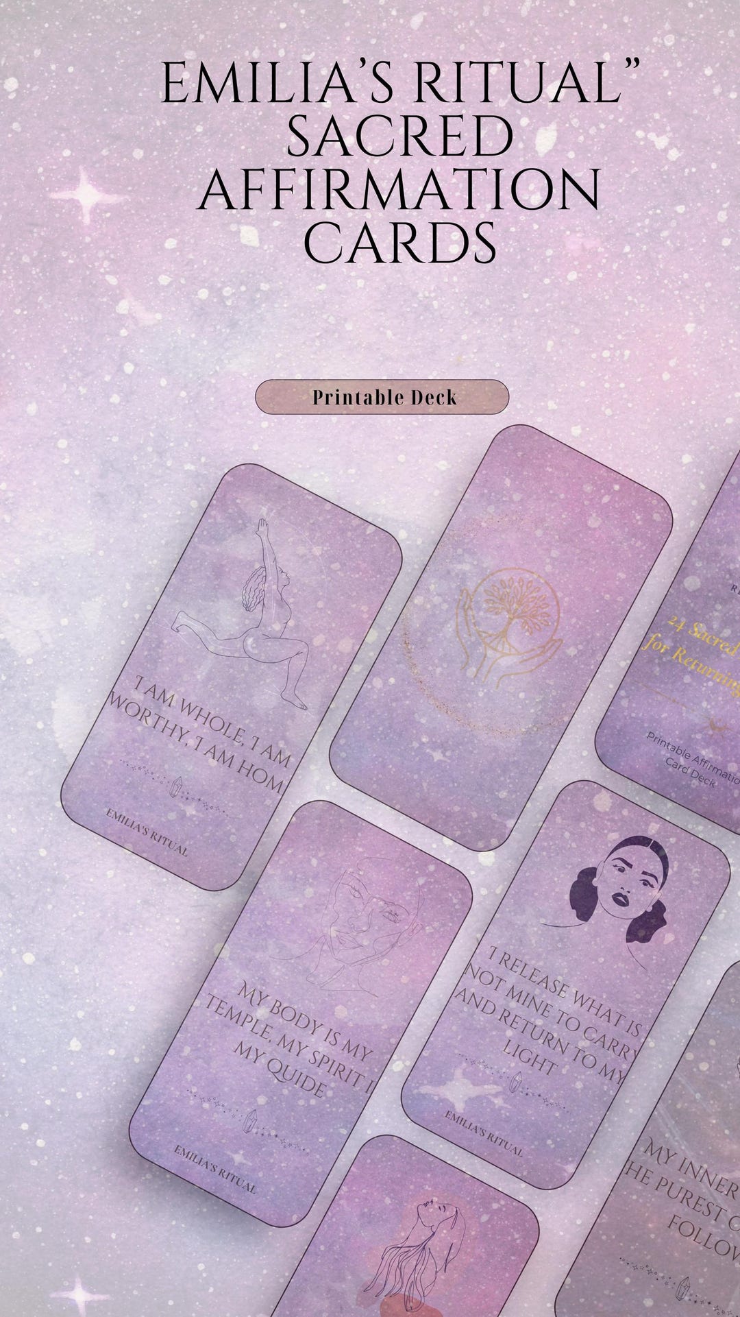 Printable Affirmation Cards – 24 Sacred Daily Cards for Self-love ...