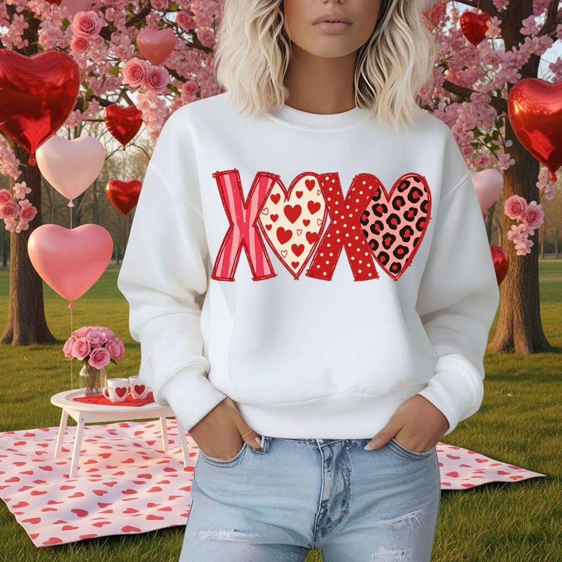 Preppy XOXO Valentine’s Day PNG • Cute Hearts & Leopard Print Png ...