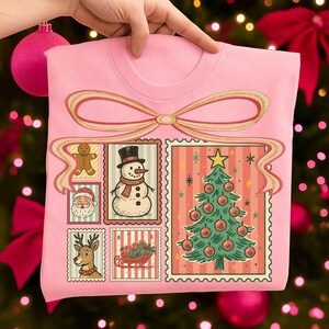 Preppy Christmas Postage Stamp Collage PNG | Vintage Glitter Coquette ...