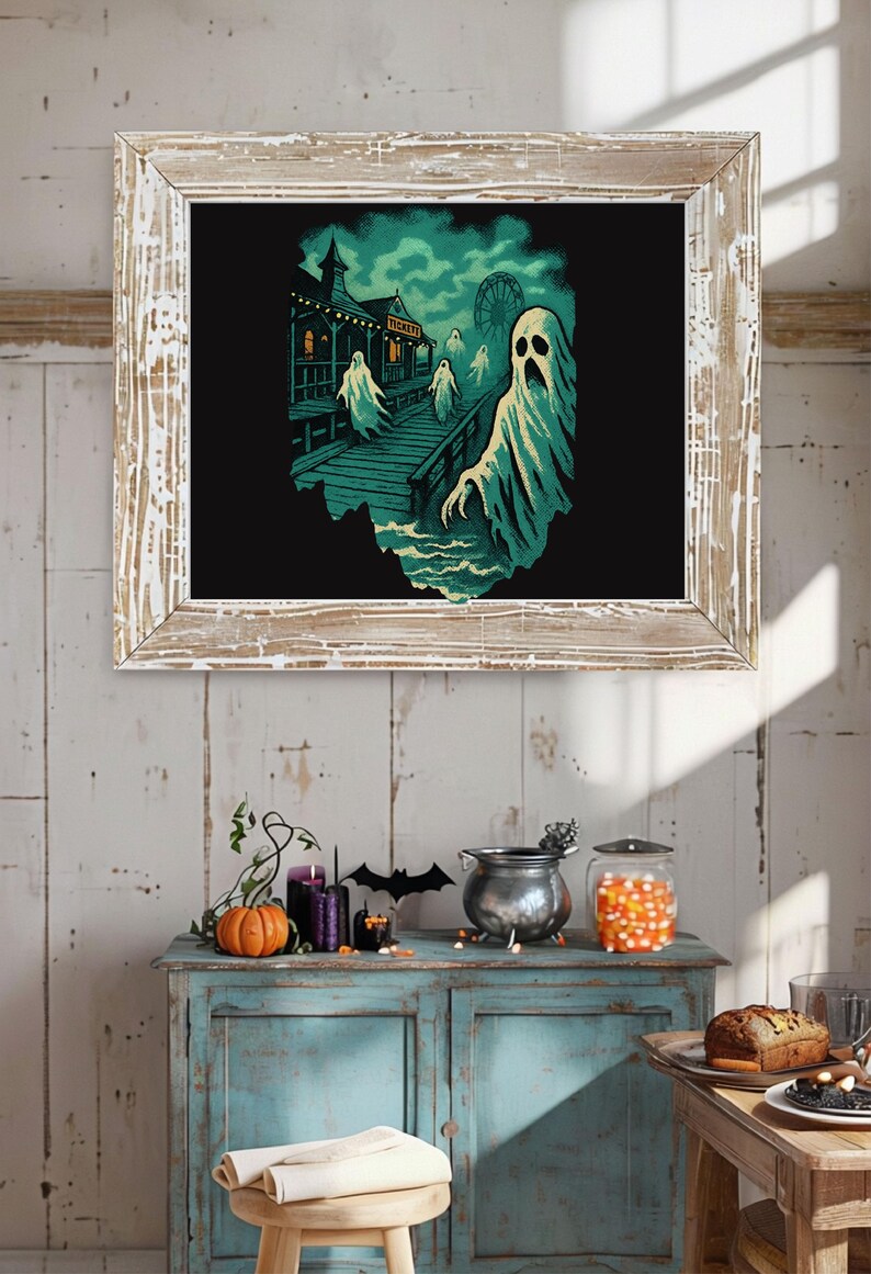 Retro Haunted Boardwalk Ghosts PNG – Horror Movie Fan Gift - Vintage ...