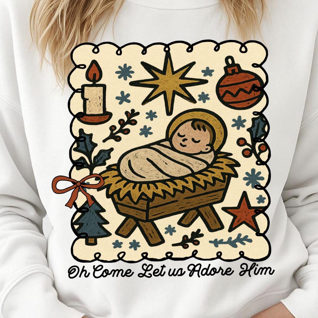 Rustic Baby Jesus in Manger PNG | Vintage Farmhouse Christmas Nativity ...