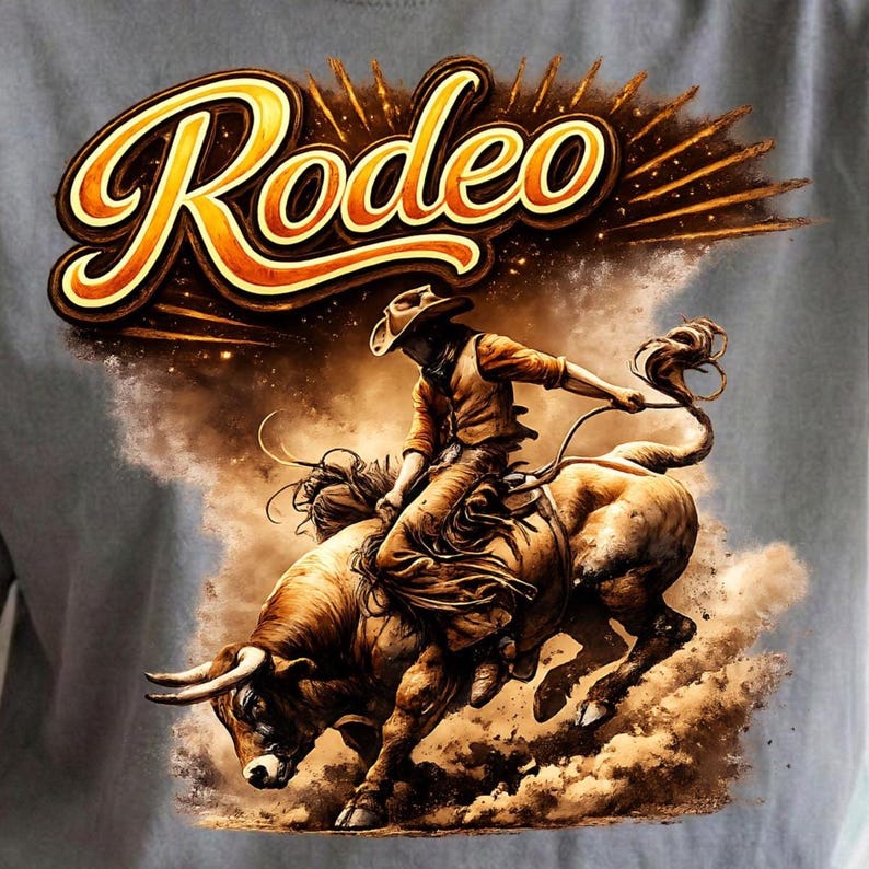 Rodeo Bull Rider PNG | Western Cowboy Shirt Design | Vintage Rodeo ...