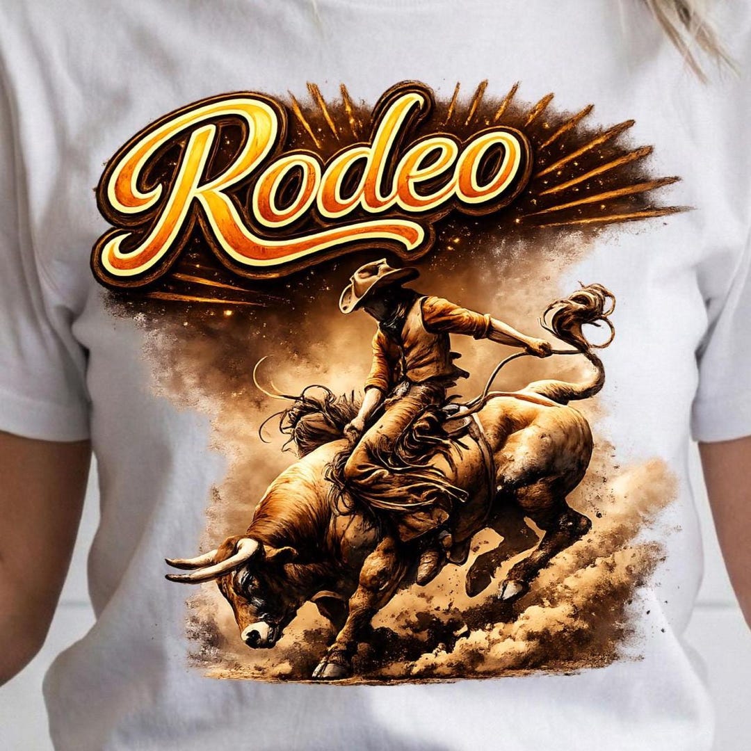 Rodeo Bull Rider PNG | Western Cowboy Shirt Design | Vintage Rodeo ...