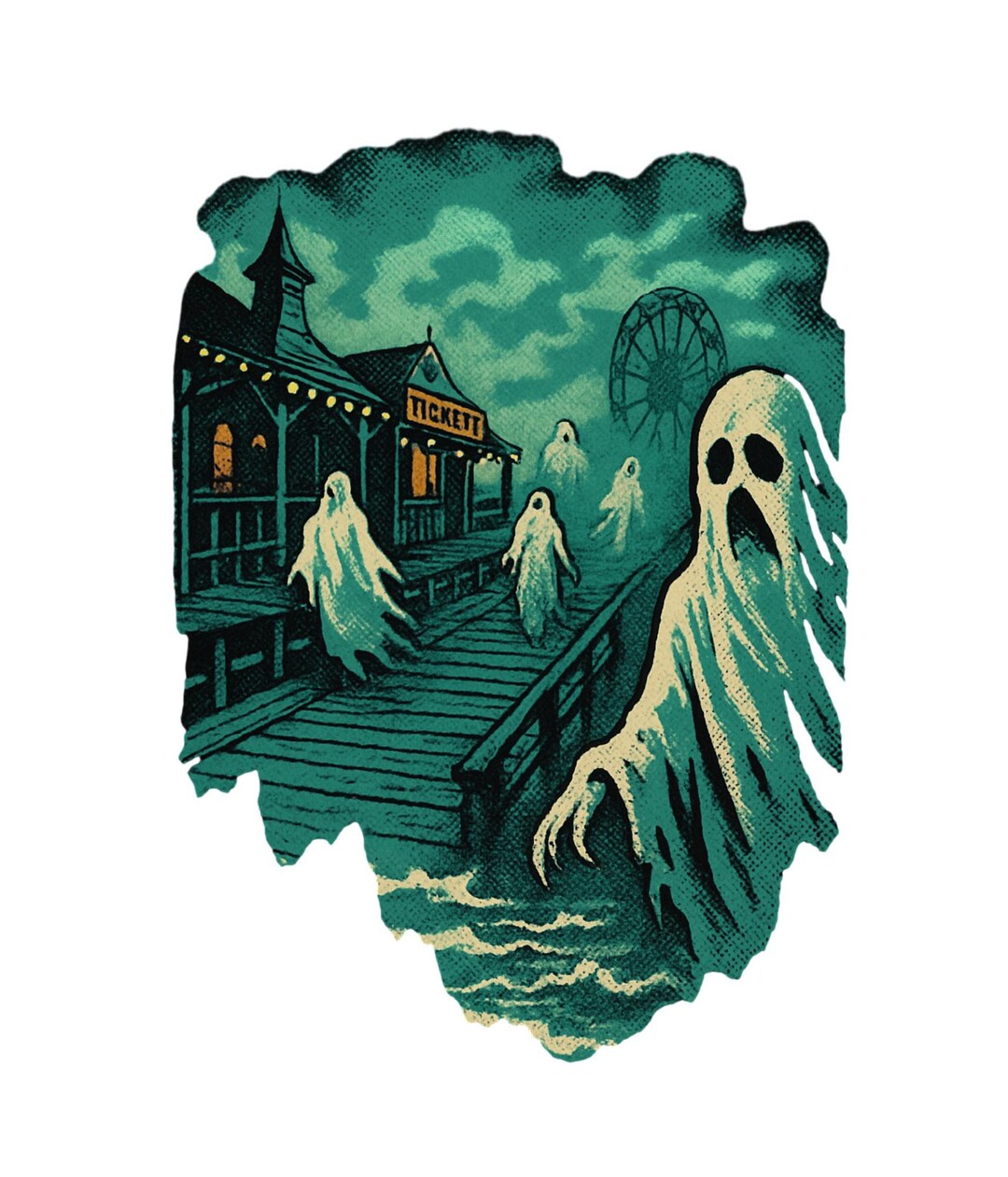 Haunted Boardwalk Ghost PNG: Spooky Halloween Clipart (digital Download ...
